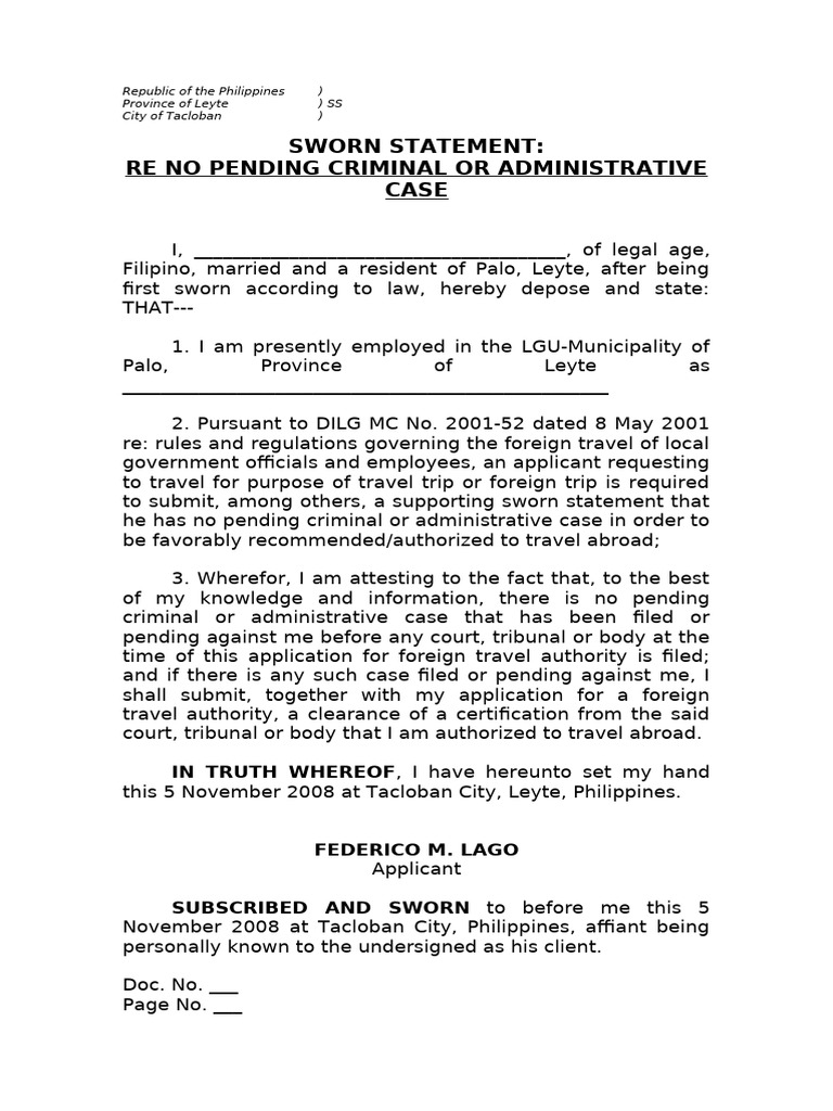 No Pending Case | PDF