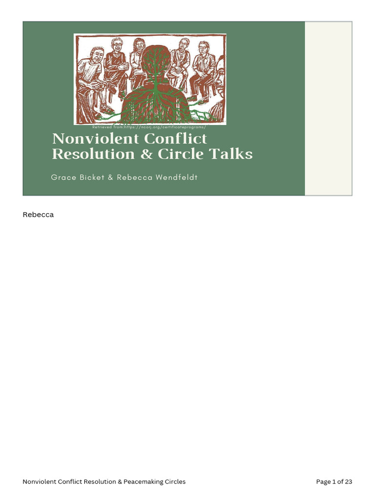 Nonviolent Conflict Resolution & Peacemaking Circles | PDF ...