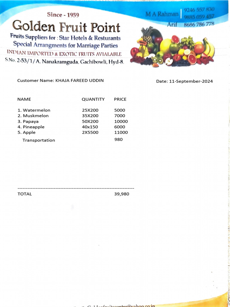 Golden Fruit Point: Arrangments | PDF