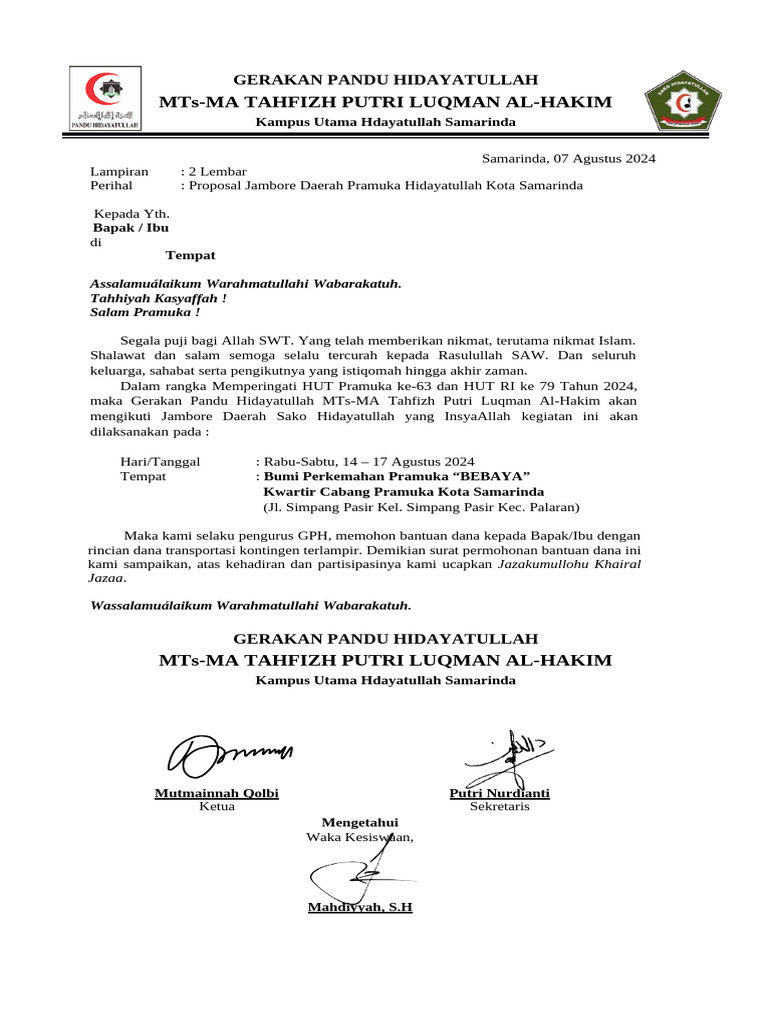 Tor Jamda Sako Hidayatullah Samarinda 2024 New | PDF