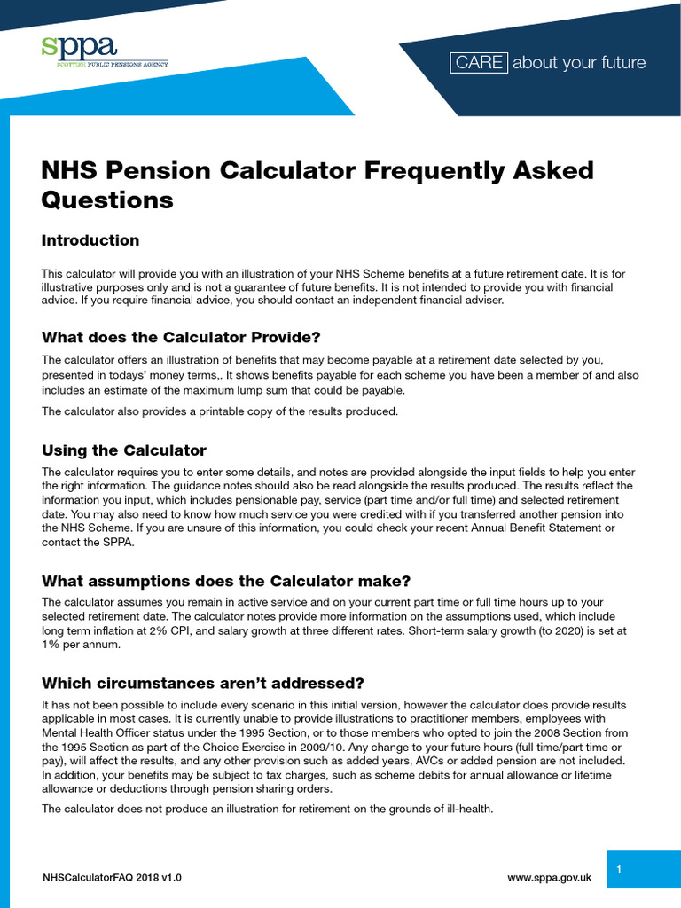 NHS Calculator FAQ 2018 | PDF | Retirement | Pension