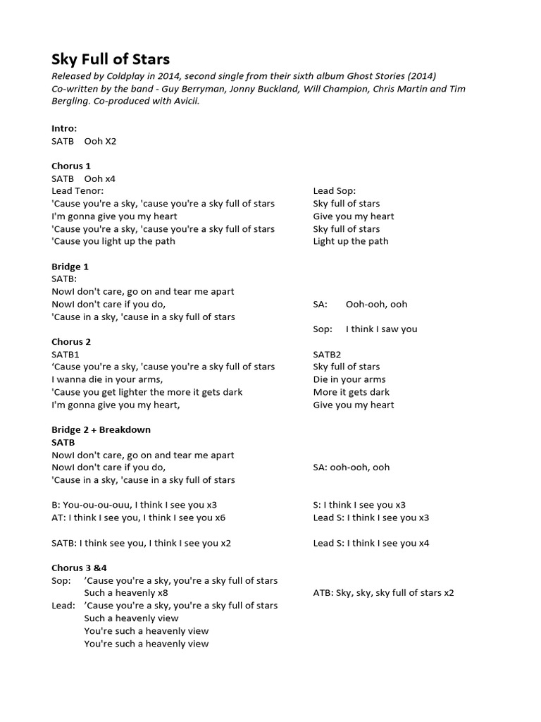 Sky-Full-of-Stars-Lyrics | PDF