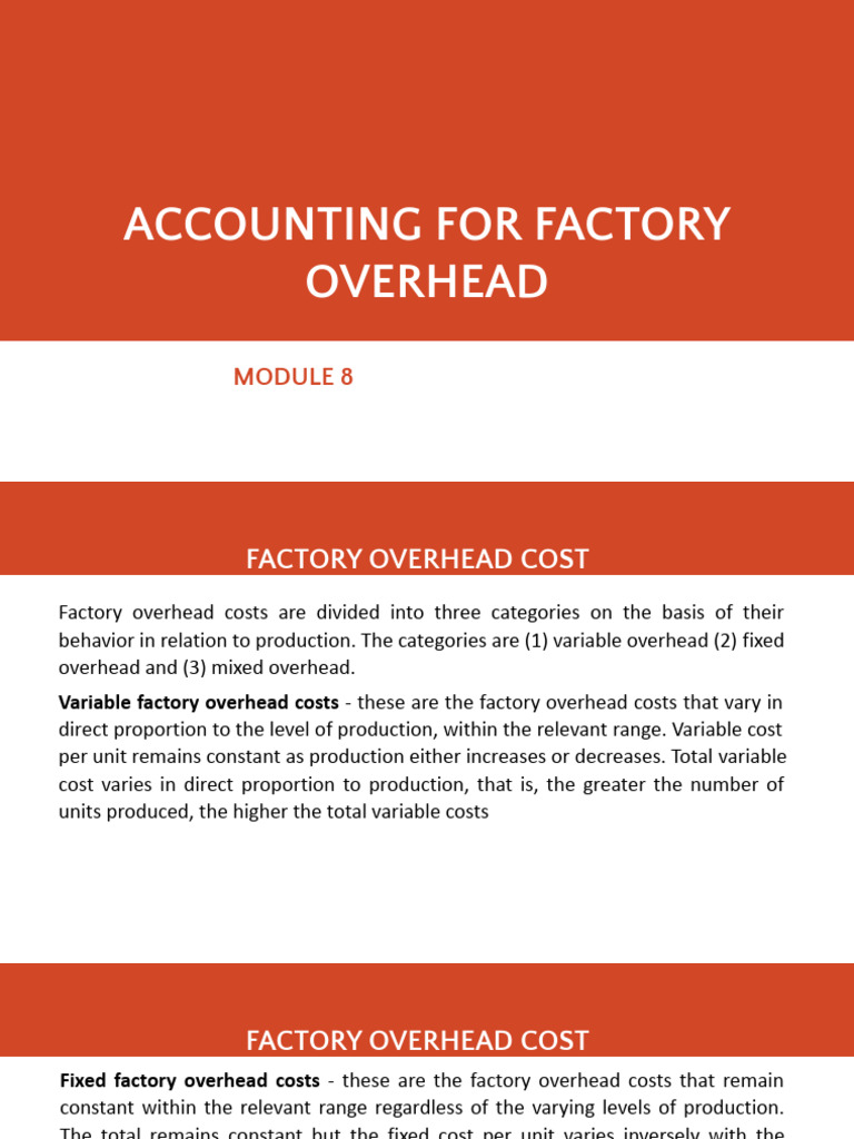 Accounting For Factory Overhead | PDF | Business | Business Economics