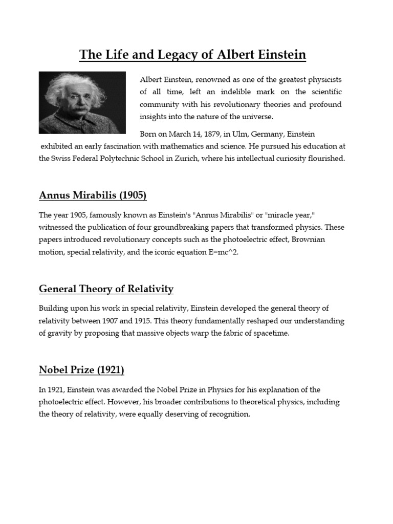 The Life and Legacy of Albert Einstein.f5342309b468cfc8f4b1 | PDF ...
