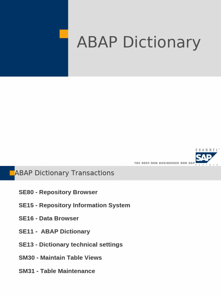 ABAP Training-ABAP Dictionary | PDF | Software Engineering | Information Technology