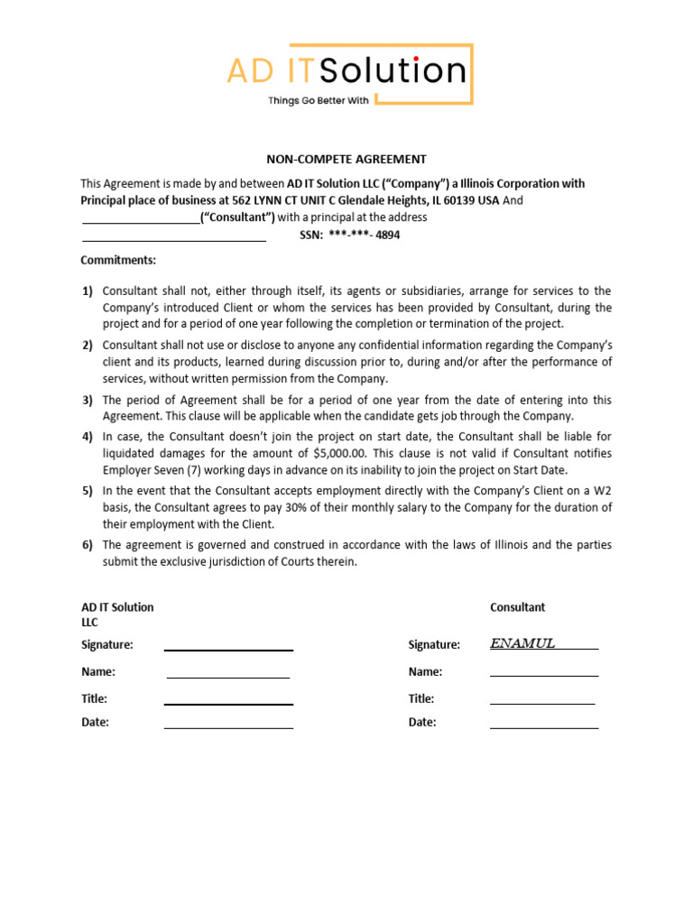 NCA_AD IT Solution LLC Signed by Enamul 1 | PDF