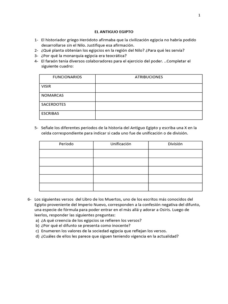 El Antiguo Egipto - 1er Año | PDF