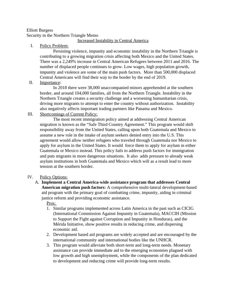Elliott B policy memo part one | PDF | Human Migration | Immigration