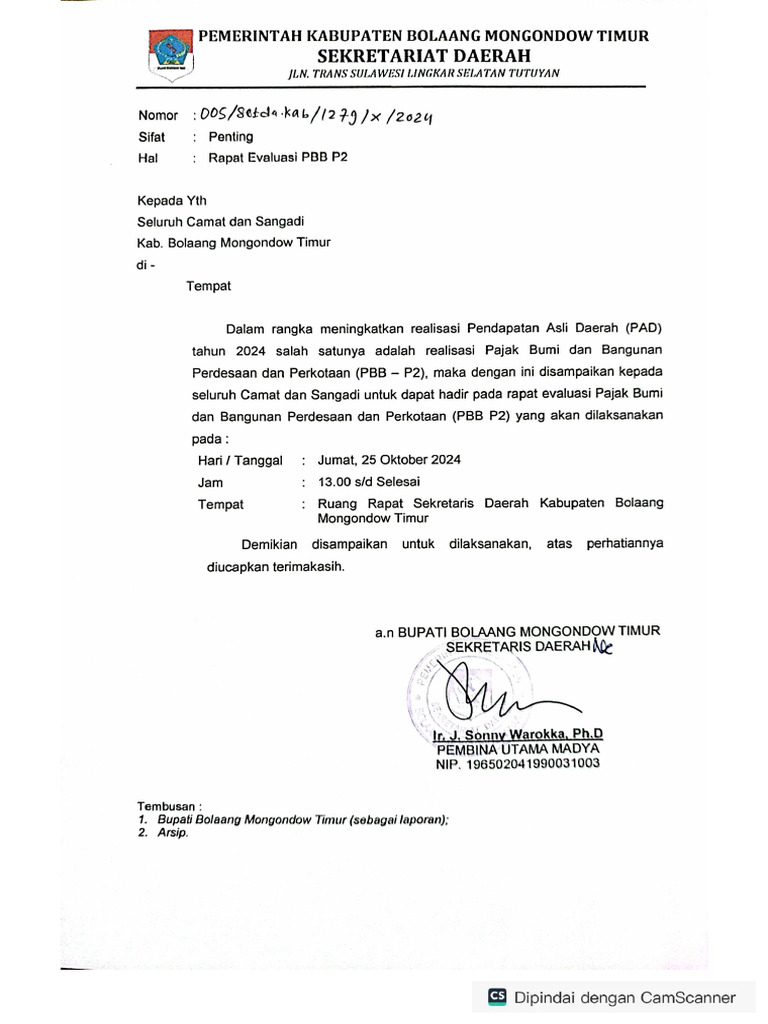 Rapat Evaluasi PBB P2 | PDF