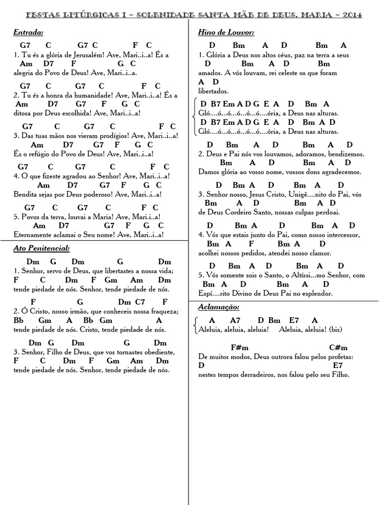 Festas Litúrgicas I Solenidade Santa Mãe De Deus Maria 2014 Pdf