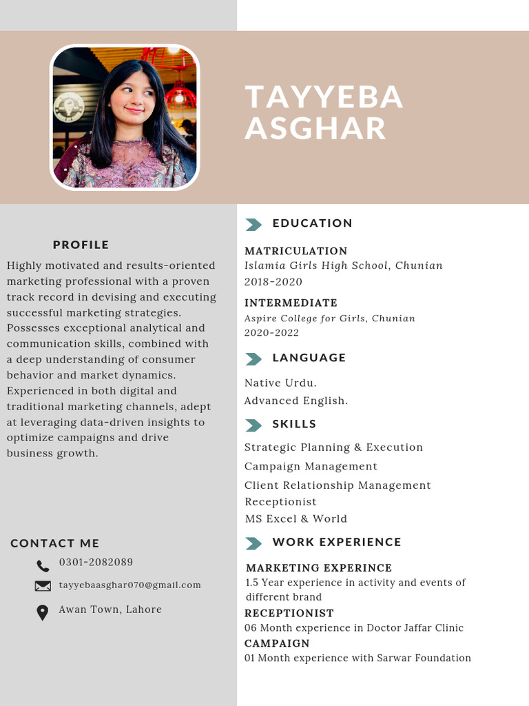 Tayyeba Asghar CV Resume | PDF