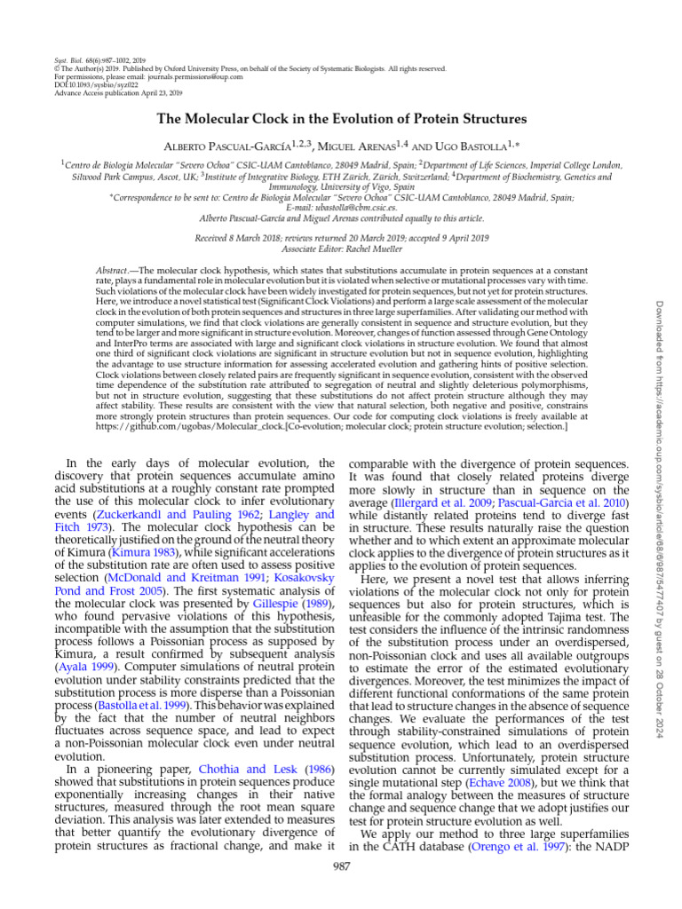 Artigo EVO MOLECULAR | PDF | Sequence Alignment | Evolution