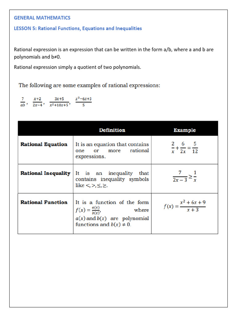 Rational Function | PDF