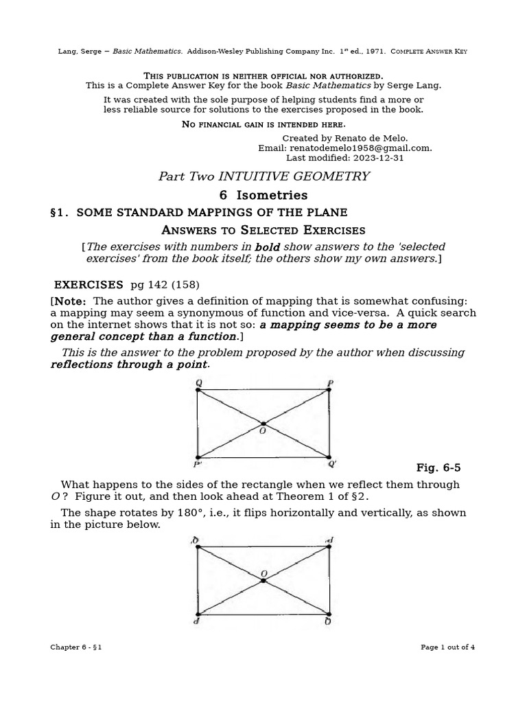 En 0601 Serge Lang Basic Mathematics Answers | PDF | Function (Mathematics) | Geometry