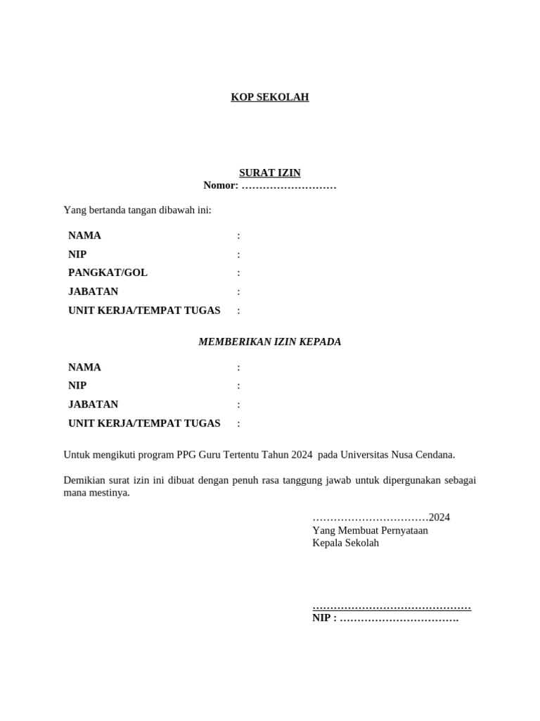 Surat Izin Atasan | PDF | Karier & Perkembangan