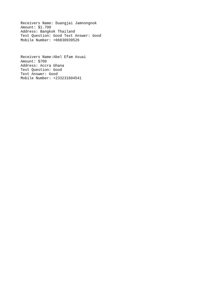 Receiver's Details | PDF
