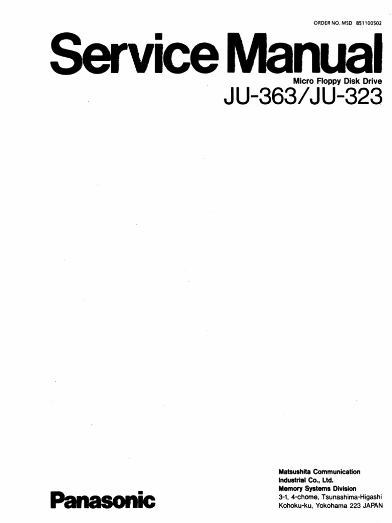 MSD851100502 JU-363 JU-323 Service Manual | PDF | Floppy Disk ...