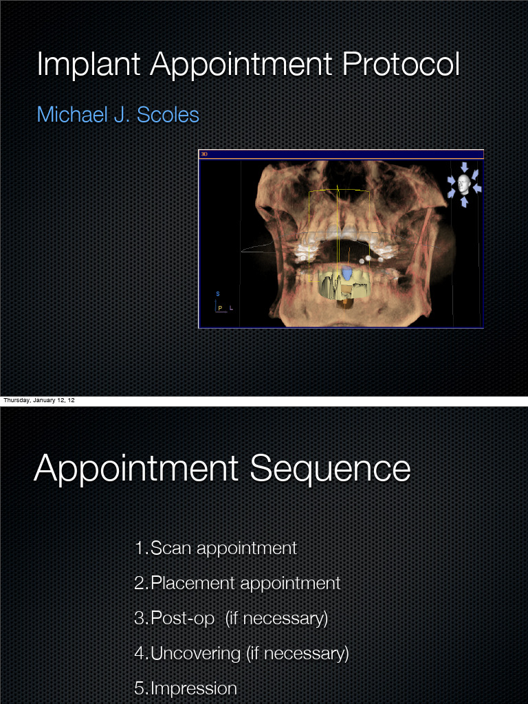 Implant Appointment Protocol | PDF | Surgical Specialties | Medical Specialties