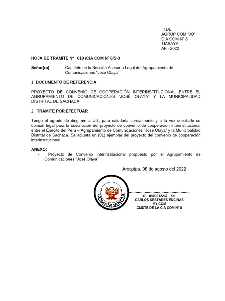 Hoja de Tramite | PDF