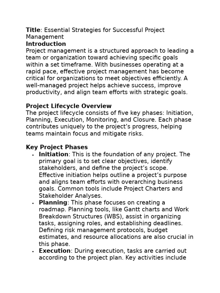 Essential Strategies For Successful Project Management | PDF | Project Management | Business