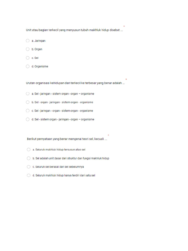 Soal UH Sel Kelas 8 Kumer | PDF