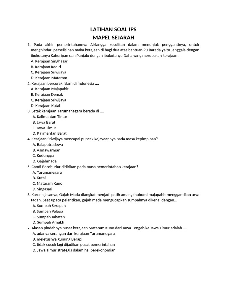 LATIHAN SOAL IPS | PDF