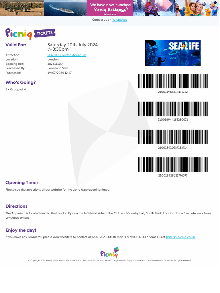 SEA LIFE London Aquarium Ticket Info | PDF