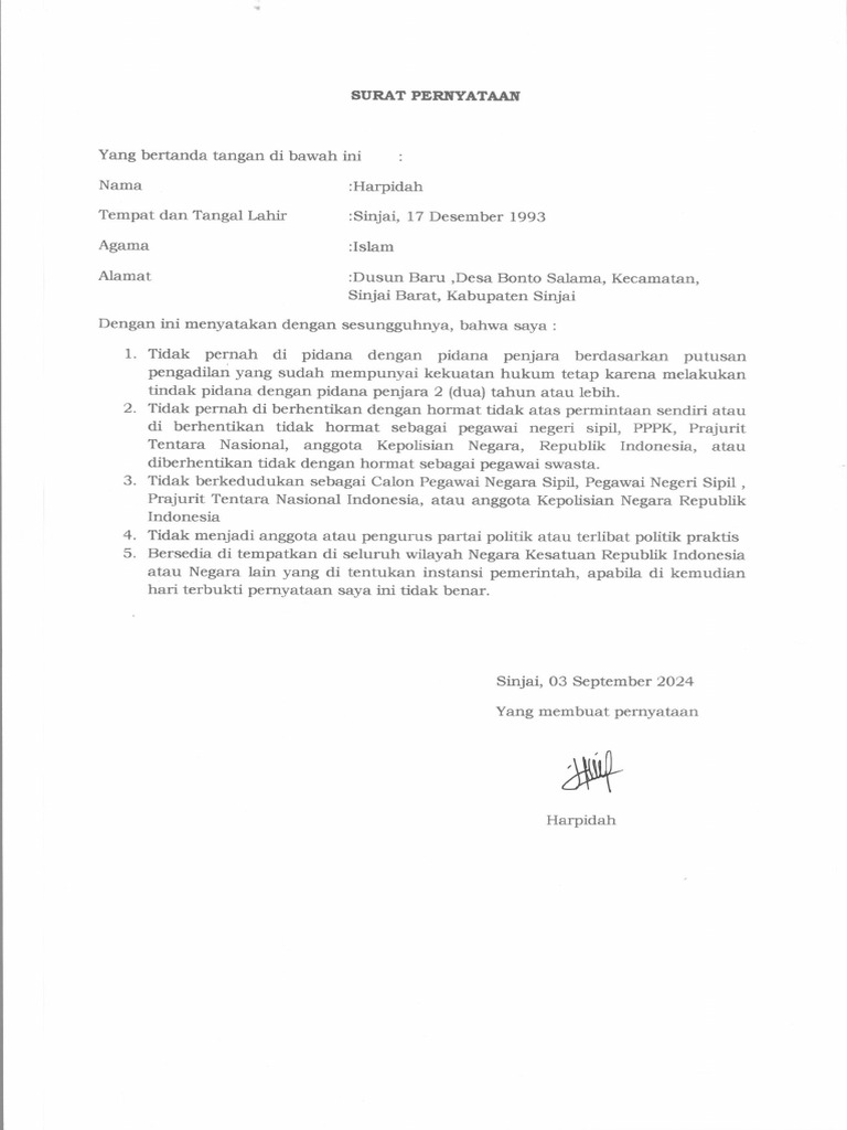 Pernyataan Pida. | PDF