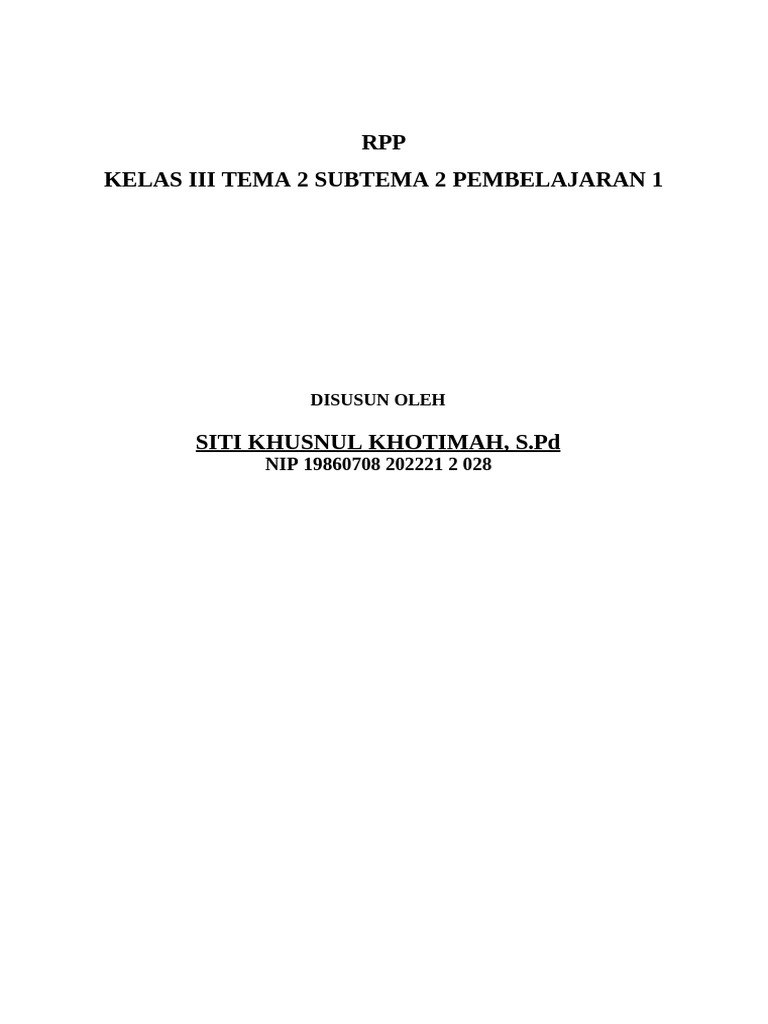 RPP Kelas 3 UKIN | PDF | Sains & Matematika