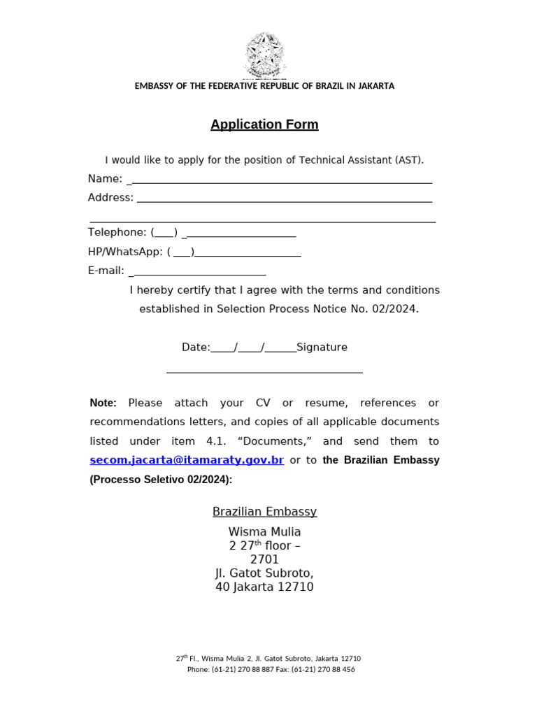 Application Form AST | PDF