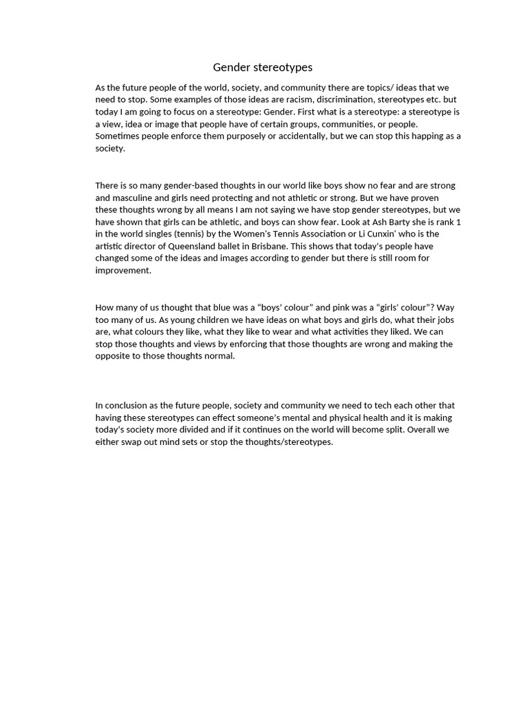 Gender Stereotypes | PDF