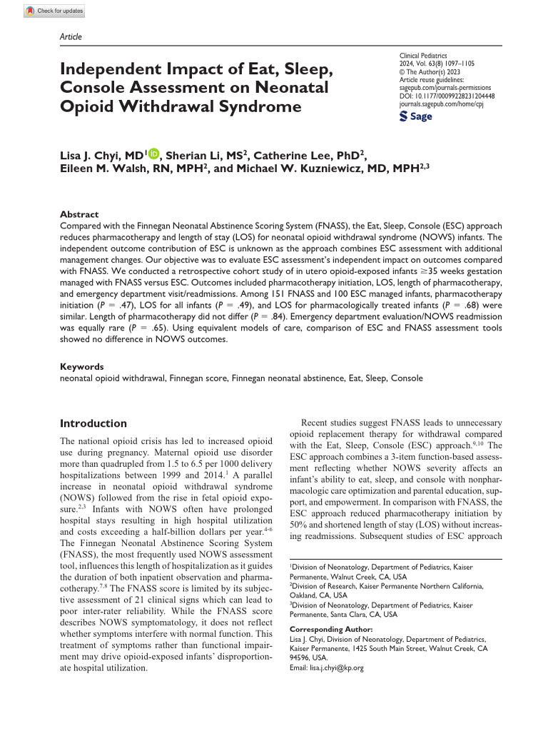 Chyi Et Al 2023 Independent Impact of Eat Sleep Console Assessment On ...