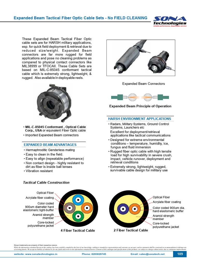 Expanded Beam Tactical Fiber Optic Cable Sets | PDF | Optical Fiber ...