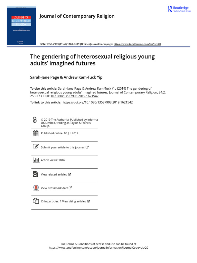 The Gendering of Heterosexual Religious Young Adults Imagined Futures ...
