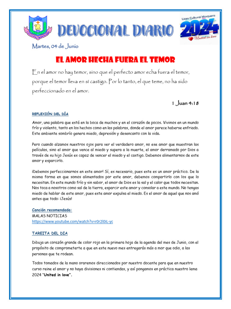 Devocionales Junio 2024 | PDF | Amor | Autoestima