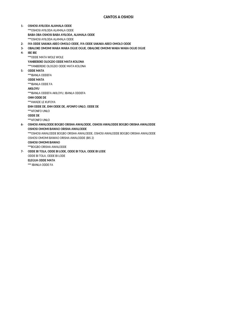 Cantos A Oshosi | PDF