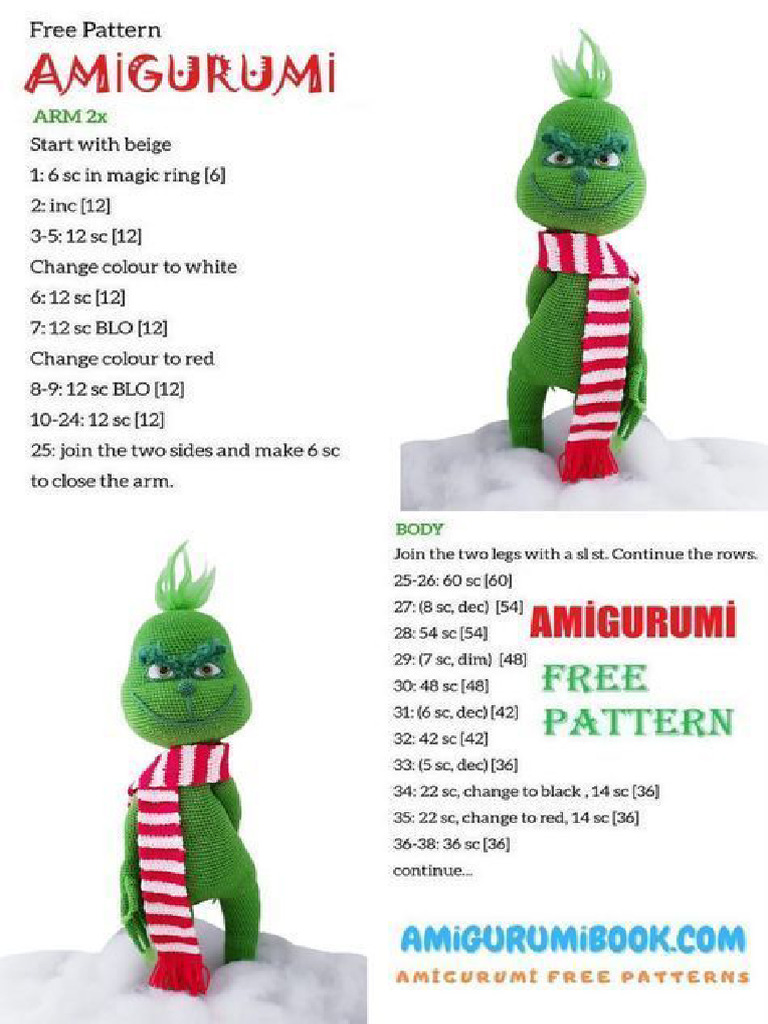 Christmas Grouch Amigurumi Free Pattern | PDF