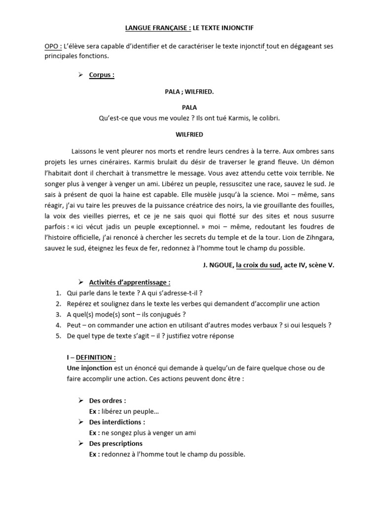 Caractéristiques du texte injonctif | PDF | Linguistique