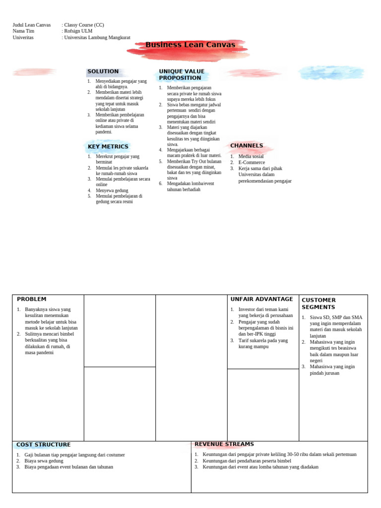 Business Lean Canvas | PDF