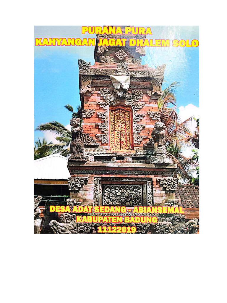 Purana Pura Kahyangan Jagat Dalem Solo | PDF
