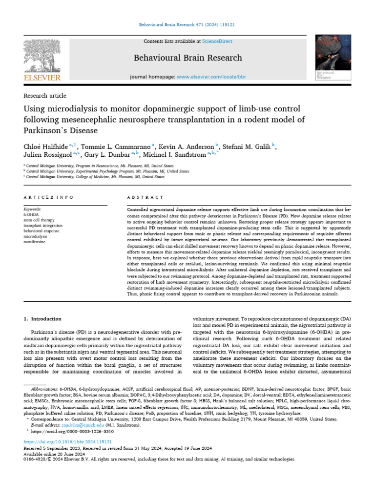 Halfhide Et Al., 2024 | PDF | Dopamine