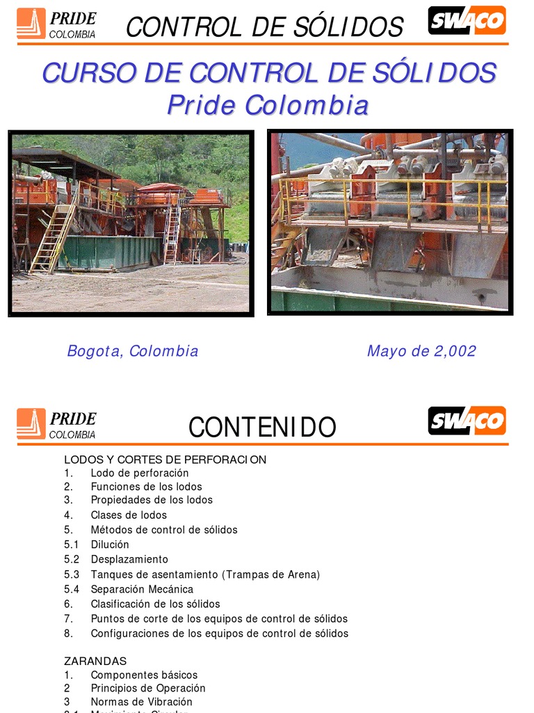 Curso Control de Solidos - Pride Colombia | PDF | Filtración | Bomba