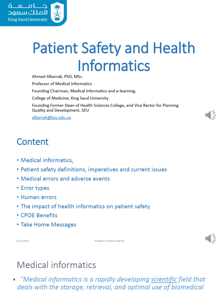 L7) Patient Safety and Health Information | PDF | Patient Safety ...
