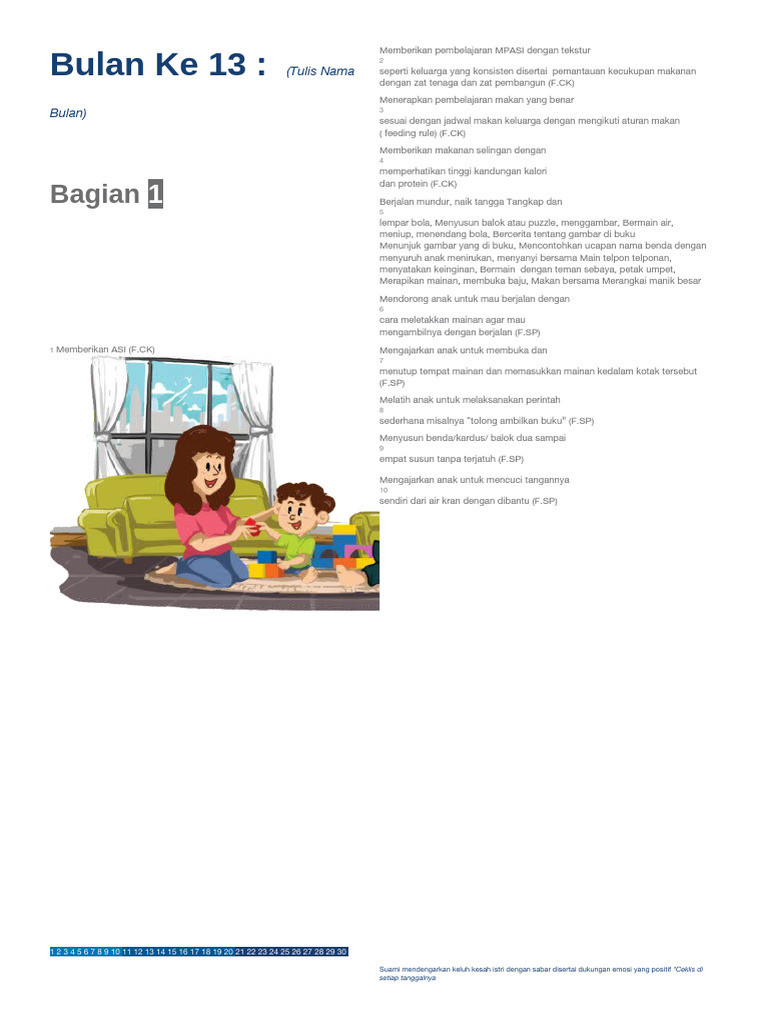 Kalender PENGASUHAN BADUTA 13-24 BULAN (BKKBN) 1000 HPK | PDF