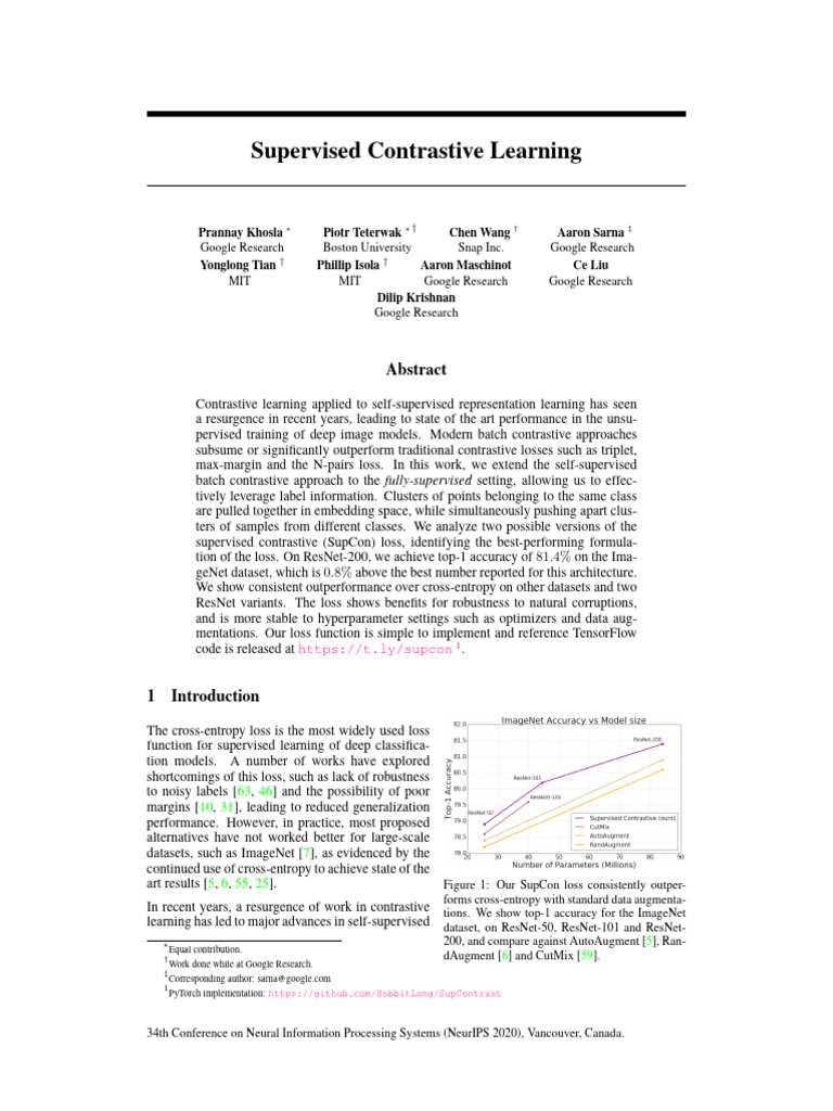 2020 - Supervised Contrastive Learning - Khosla Et Al - Curran ...