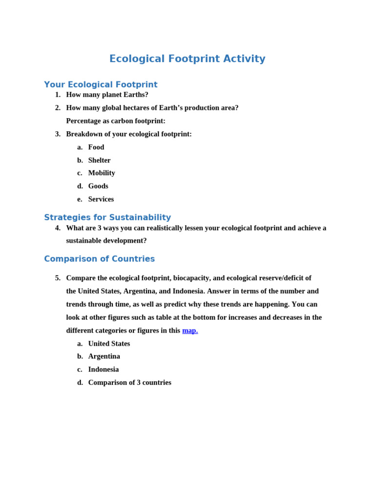 Ecological Footprint Activity | PDF | Social Science | Science ...