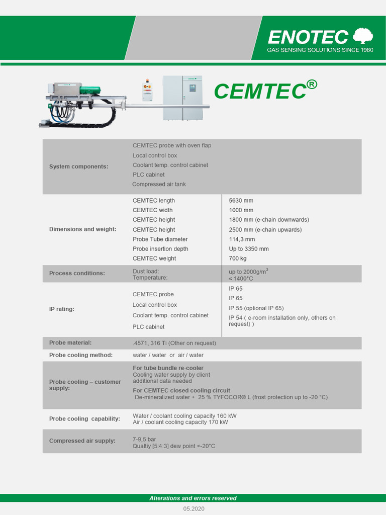 EN - Technical Specifications - CEMTEC | PDF | Water | Applied And Interdisciplinary Physics