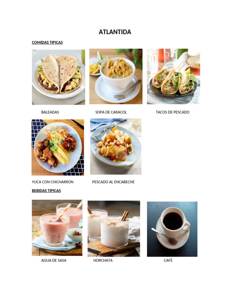 Comidas y Bebidas Tipicas de Los Departamentos | PDF | Alimentos | Cocina
