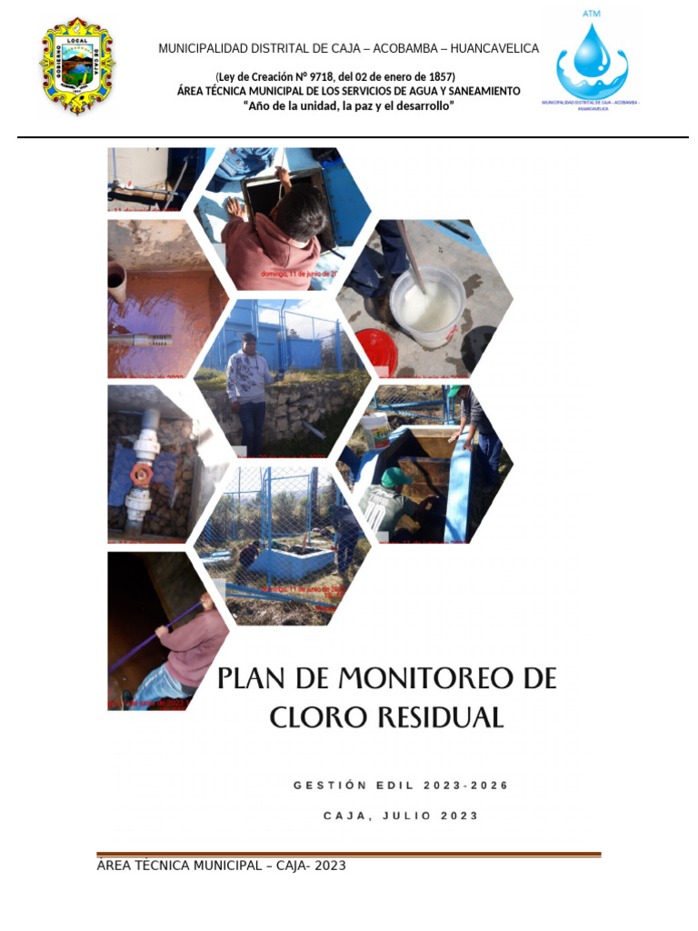 Plan de Monitoreo de Cloro Residual ATM | PDF | Agua | Agua potable