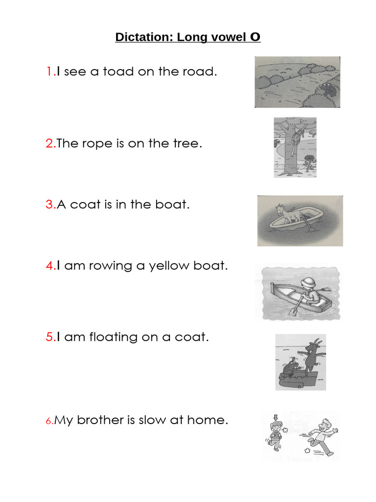 Dictation Long Vowel O | PDF